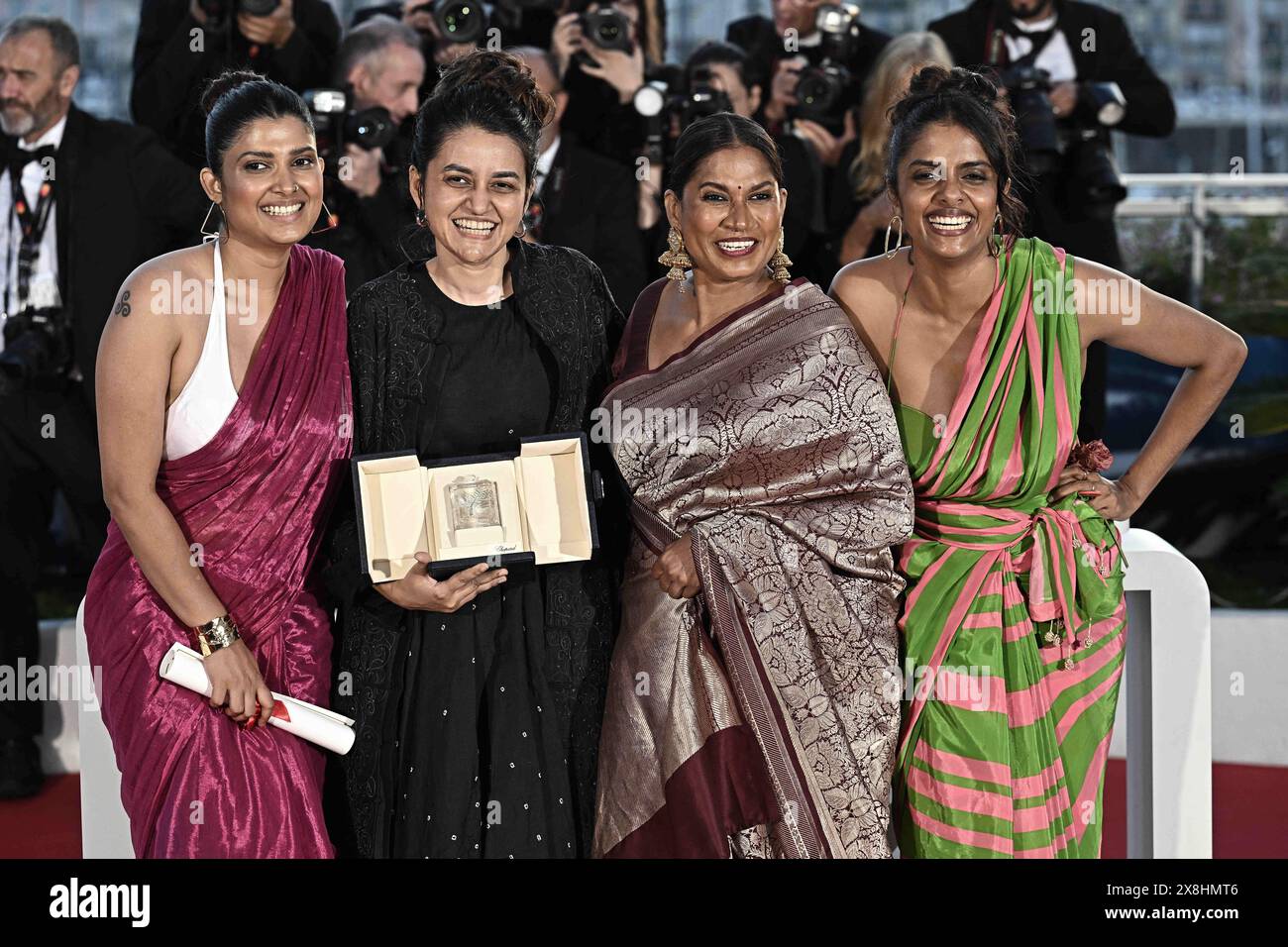 Divya Prabha, Payal Kapadia, Chhaya Kadam and Kani Kusruti pose with ...