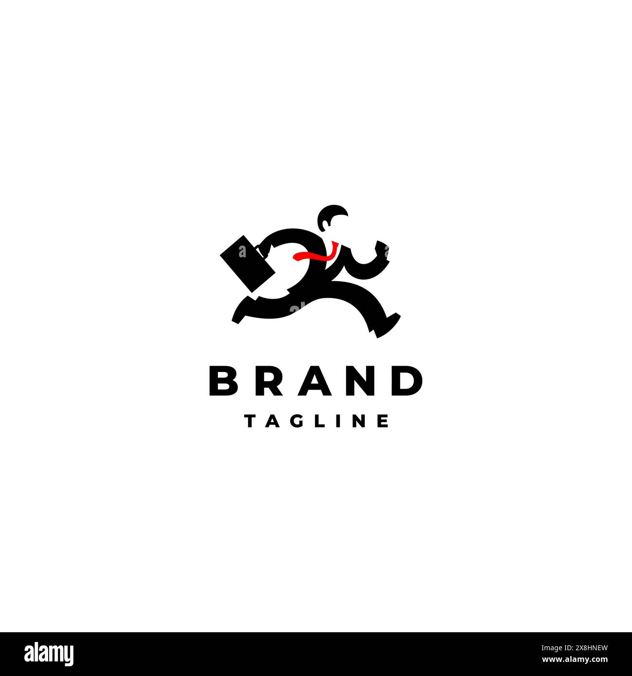 Creative Running Office Worker Silhouette Logo Design. Simple cartoon ...