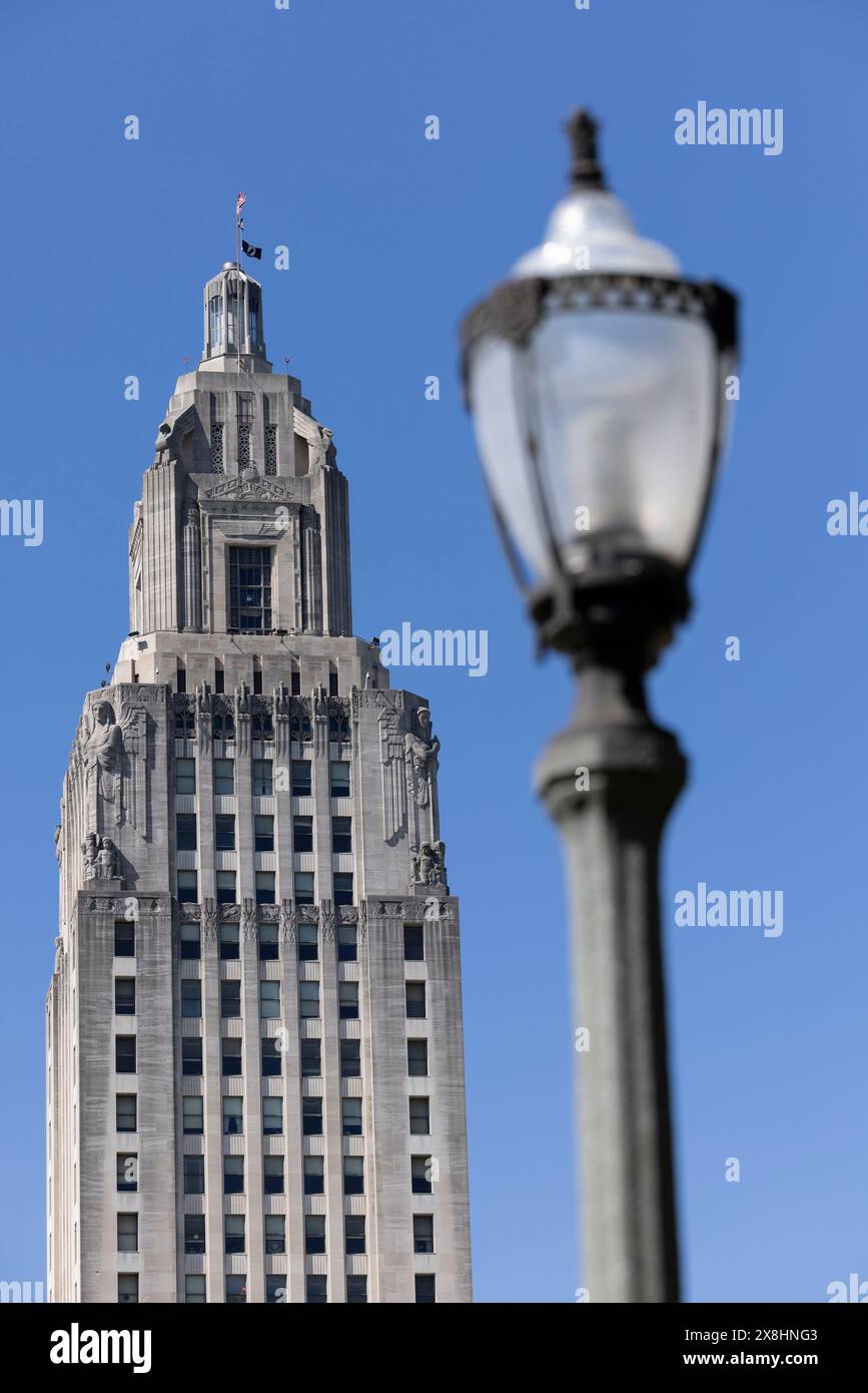 Afternoon view of the art deco Louisiana State Capitol and historic ...