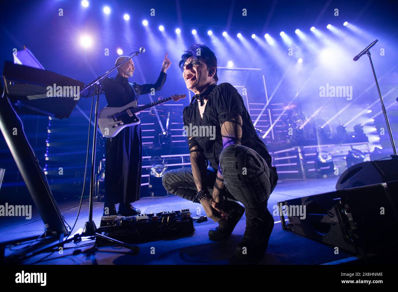 London, UK. 25 May 2024. Guitarist Steve Harris and Gary Numan (born ...