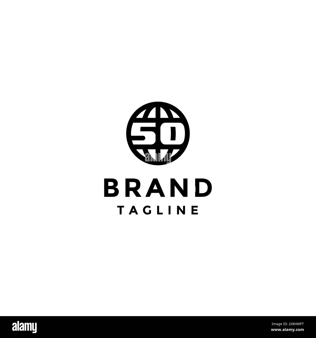 Number 50 Inside Globe Icon Logo Design. Creative Design Unites Gold ...