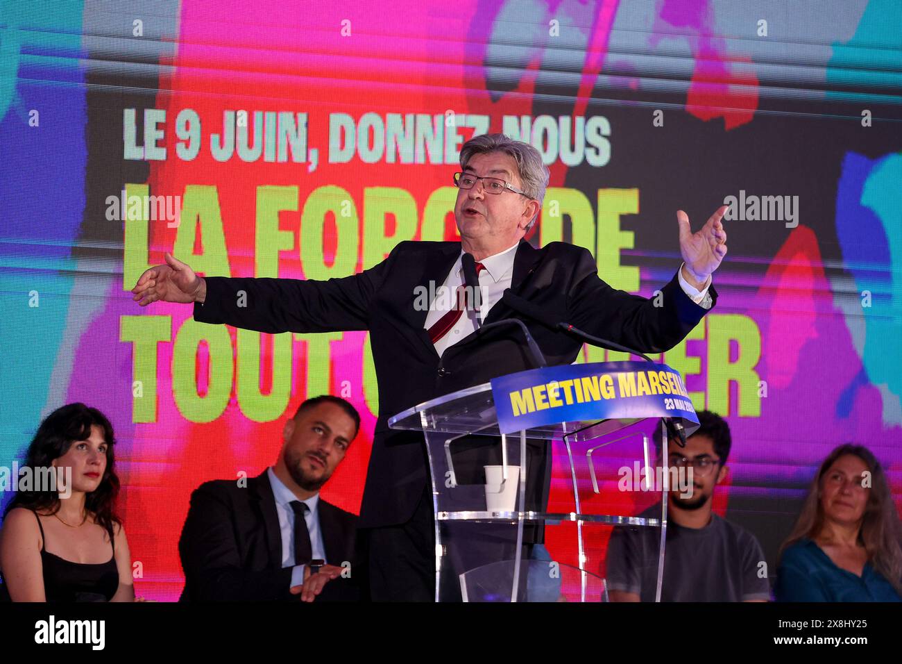 Jean-Luc Melenchon, former deputy of the LFI party speaks during the ...