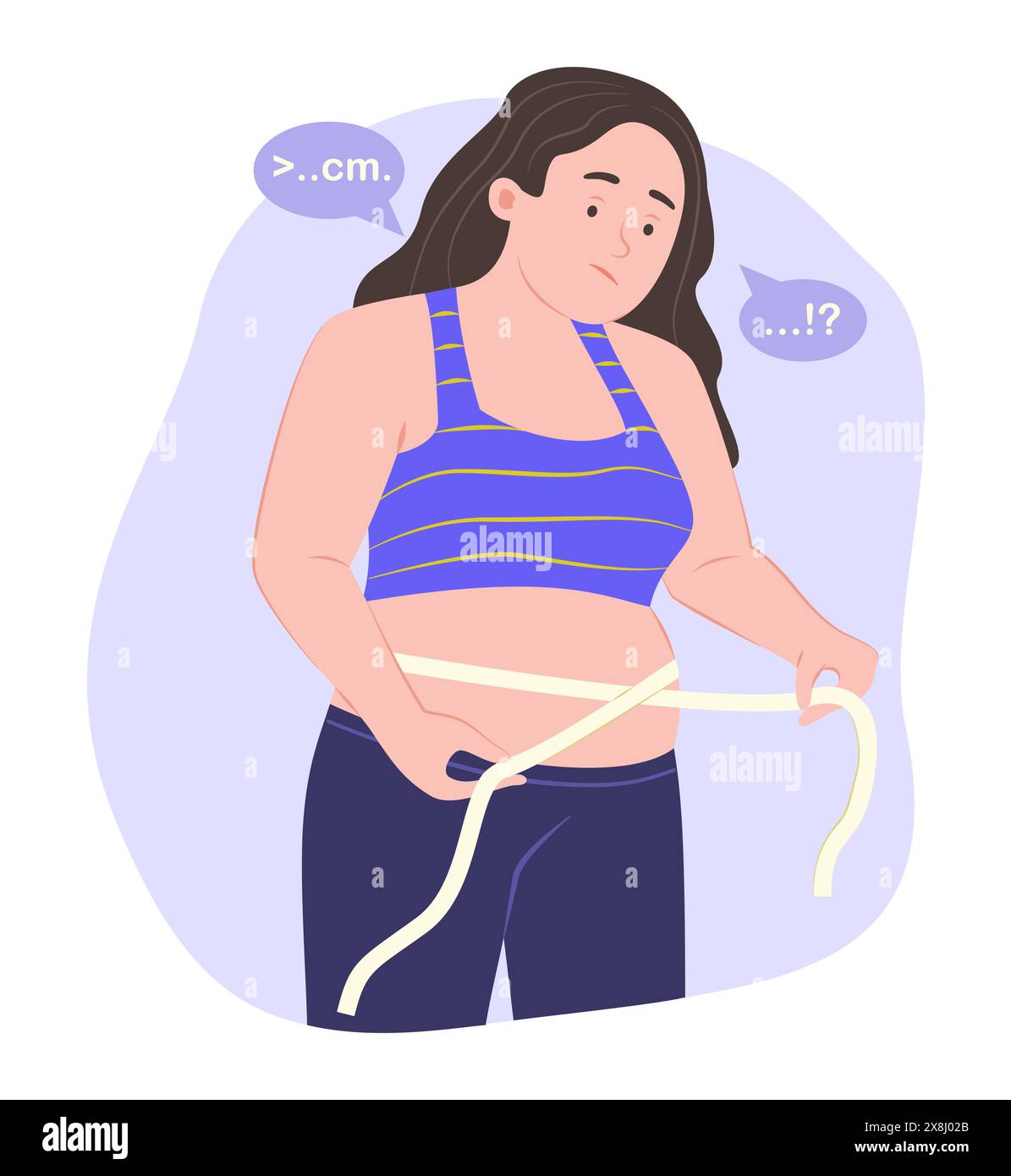 Chubby Woman Measuring Her Waist with a Measuring Tape for Healthcare ...