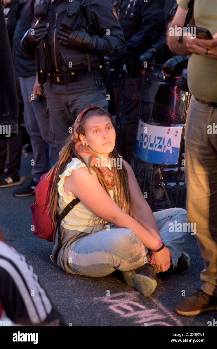 May 25, 2024, Rome, Italy: An environmental activist sits in front of a ...