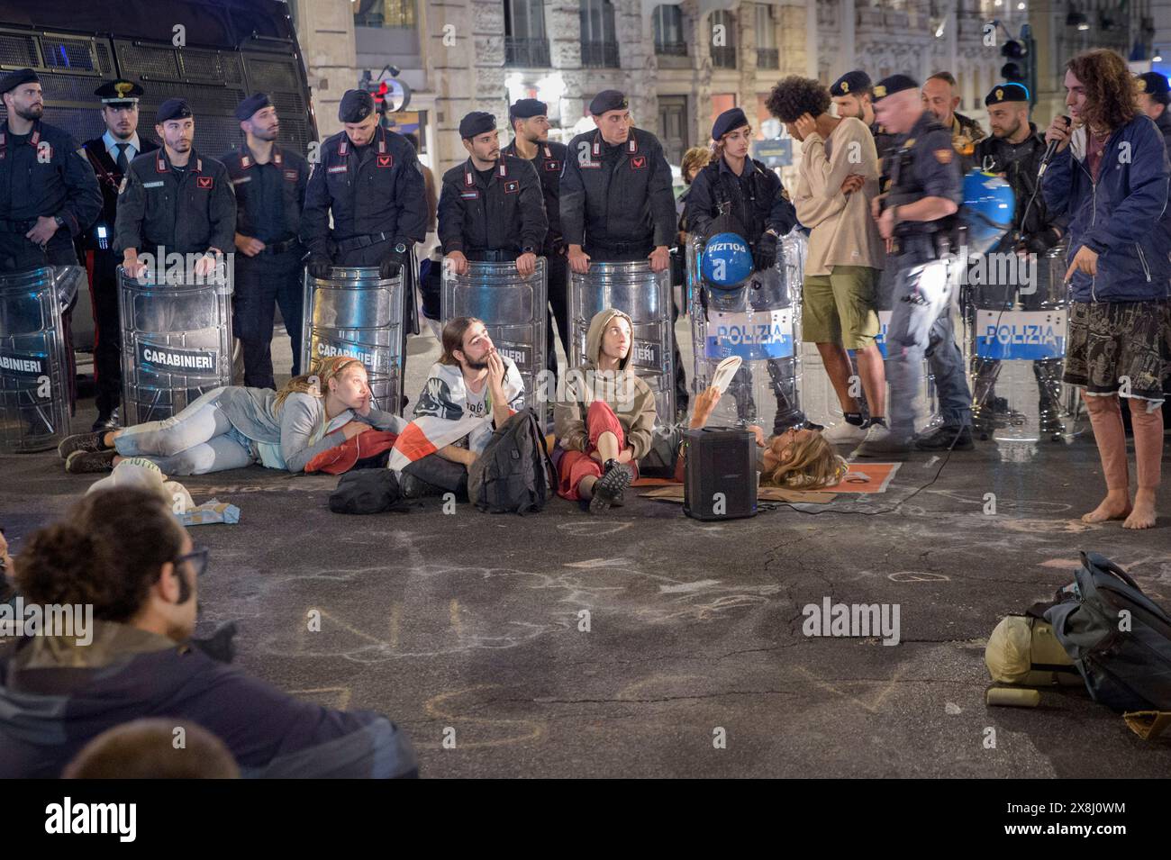 May 25, 2024, Rome, Italy: Environmental activists sit on the ground in ...