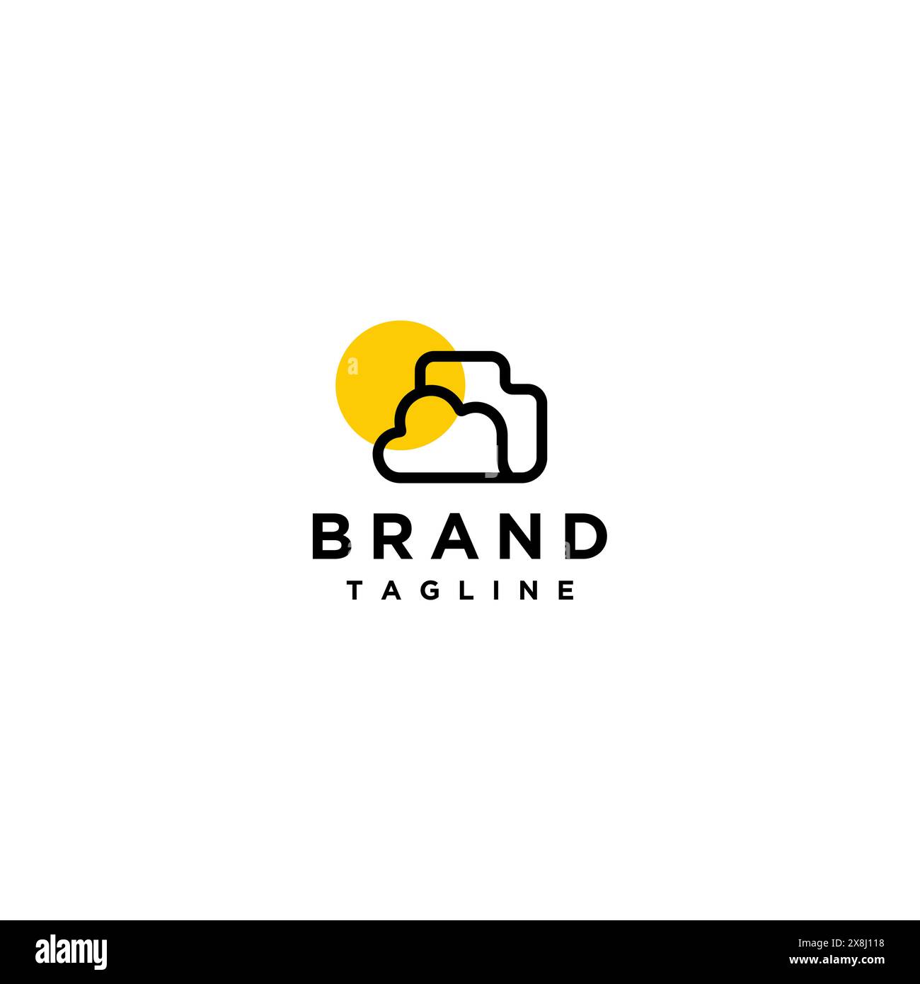 Simple Document icon with cloud-shaped outline and sun accent. Minimalist Cloud Document Outline ...