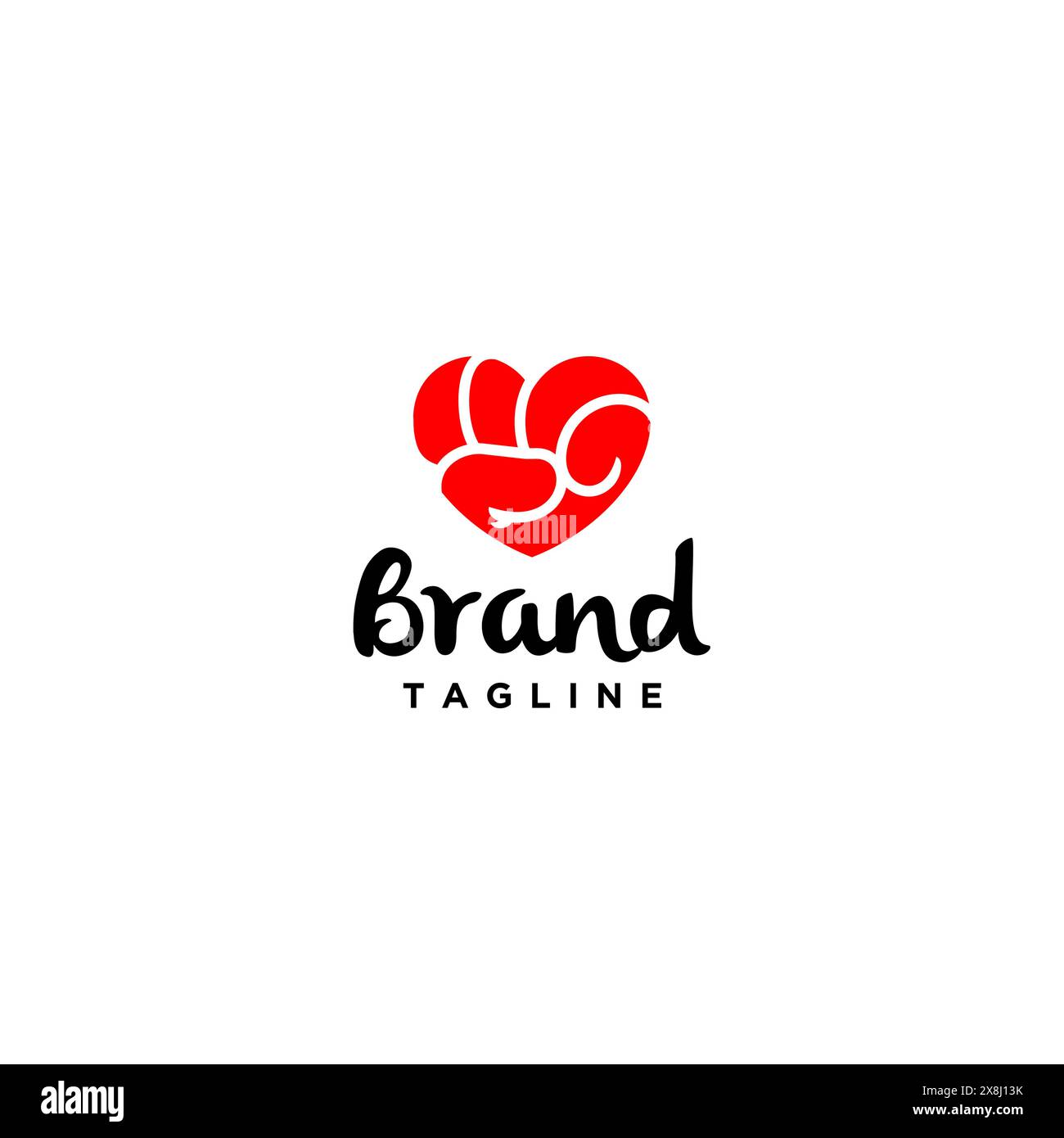 Hand Grips form a Heart Symbol Logo Design. The Fist Forms A Symbol Of ...