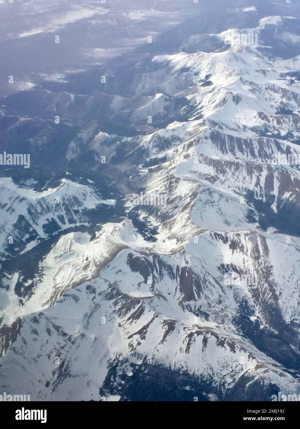 Snow covers the peaks of the central Rocky Mountains in mid-March Stock ...