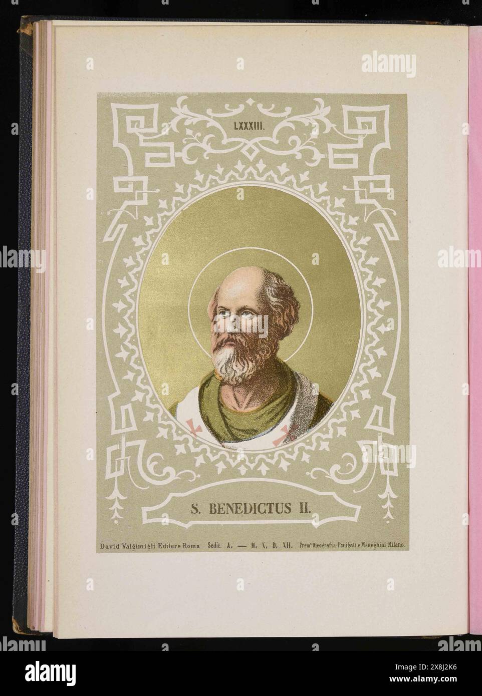 A 1879 engraving of Pope Benedict II who was pontiff from AD684 to ...