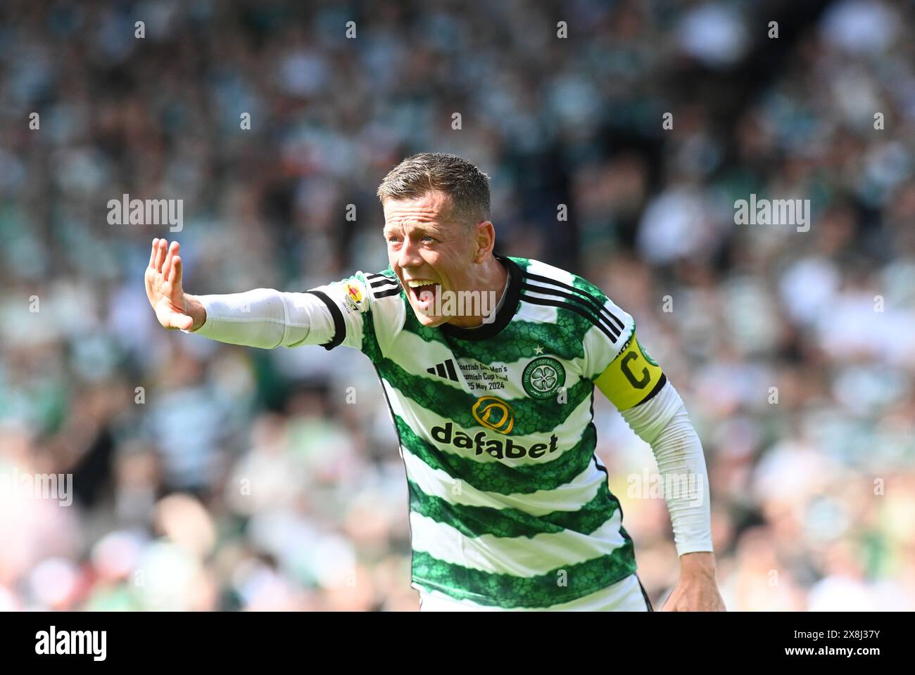 Hampden Park. Glasgow.Scotland, UK. 25th May, 2024. Celtic vs Rangers Scottish Cup Final. Callum ...