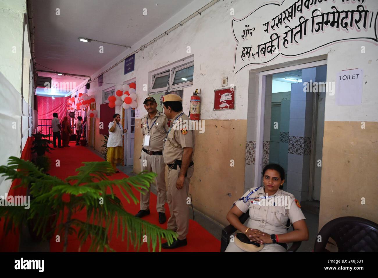 NEW DELHI, INDIA - MAY 25: A view of Pink polling station, with few ...