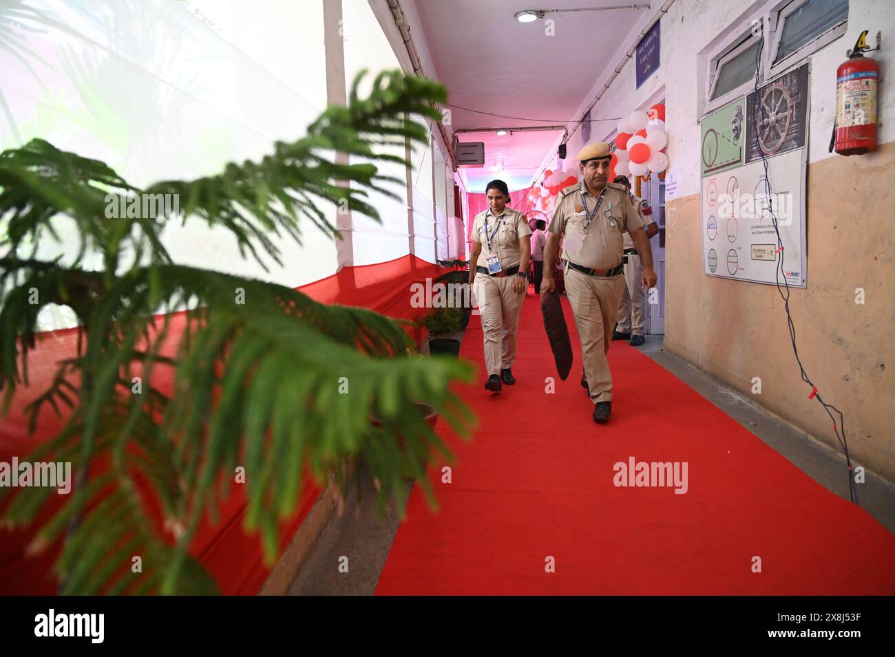 NEW DELHI, INDIA - MAY 25: A view of Pink polling station, with few ...