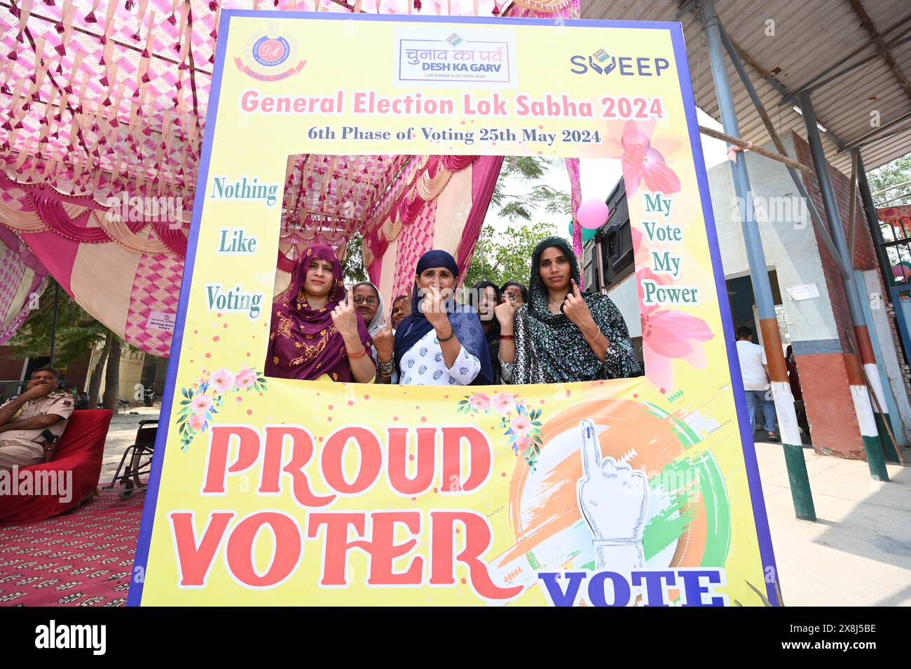 NEW DELHI, INDIA - MAY 25: Women voters seen posing for a photograph ...