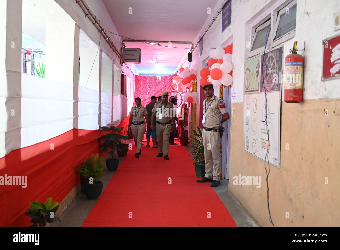 NEW DELHI, INDIA - MAY 25: A view of Pink polling station, with few ...