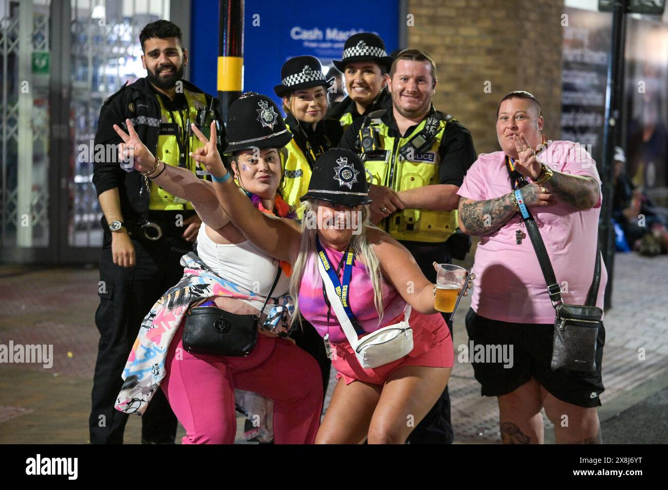 Broad Street, Birmingham, May 26th 2024 - Rain failed to dampen spirits ...