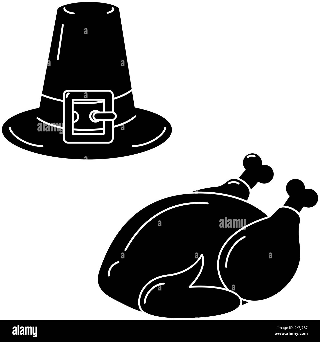 Pilgrim Hat and Roasted Turkey Classic Symbols of Thanksgiving ...