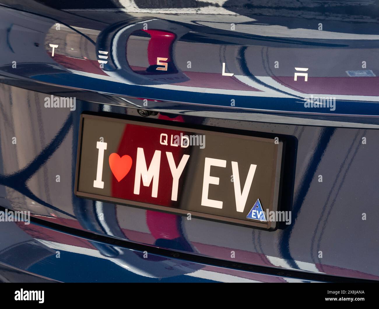 Blue Tesla charging at Tenterfield in northern NSW, number plate I ...