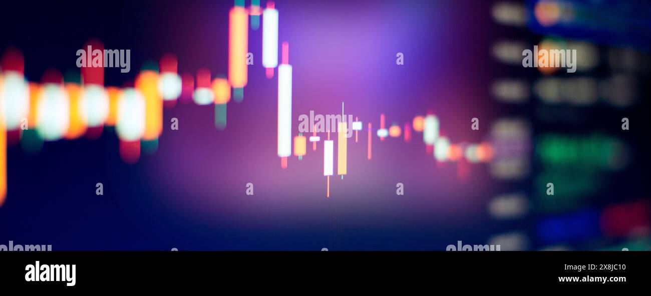 Financial chart with line graph in stock market investment or economic ...