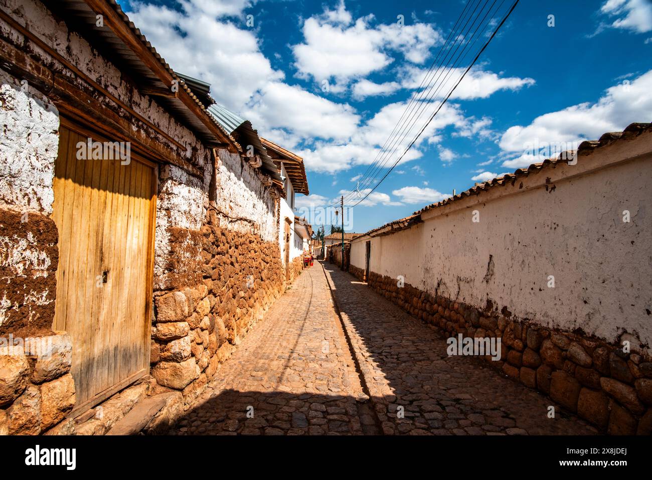 detail of a small village in the mountains of the Andes with brown ...