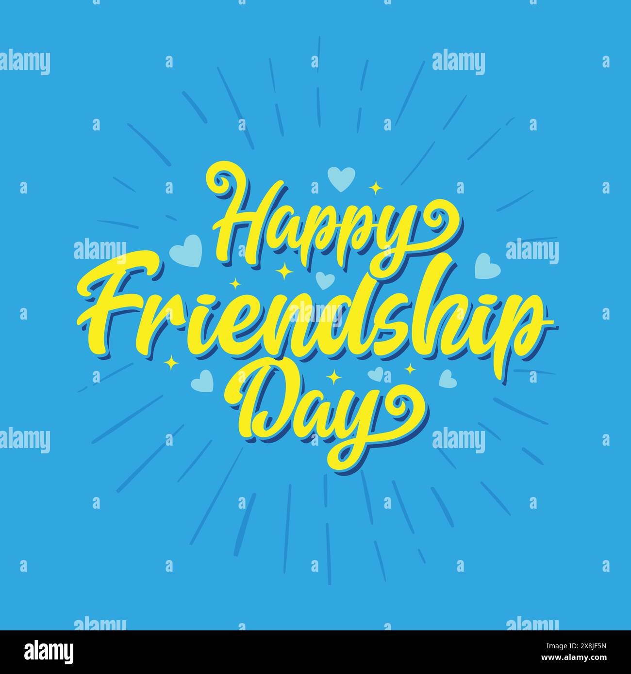 Happy friendship Day handwriting typography greeting card with hearts ...