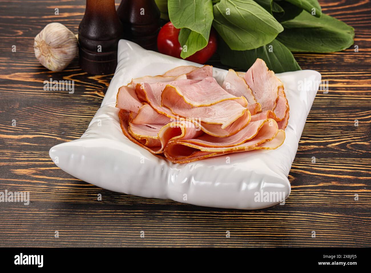 Italian sausage Prosciutto cotto ham appetizer Stock Photo - Alamy