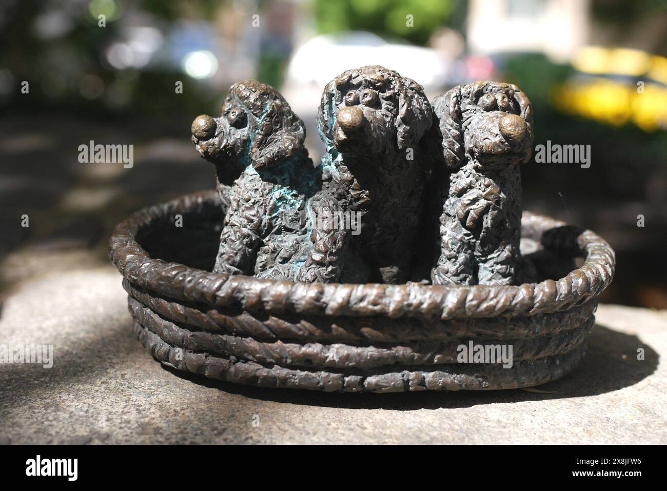 Litter of pumi puppies, a bronze mini statue by Hungarian Ukrainian ...