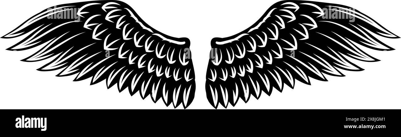 Angel Eagle Wings Feather Wing Set Illustration Stock Vector Image ...