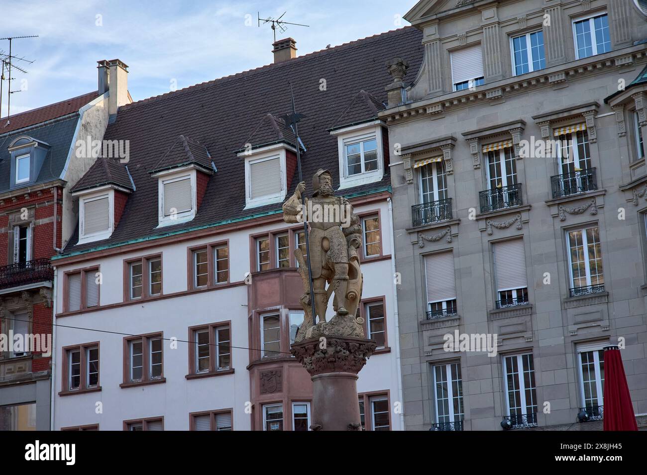 Mulhouse, Francia;October,16,2023;Statue of the landowner above a ...