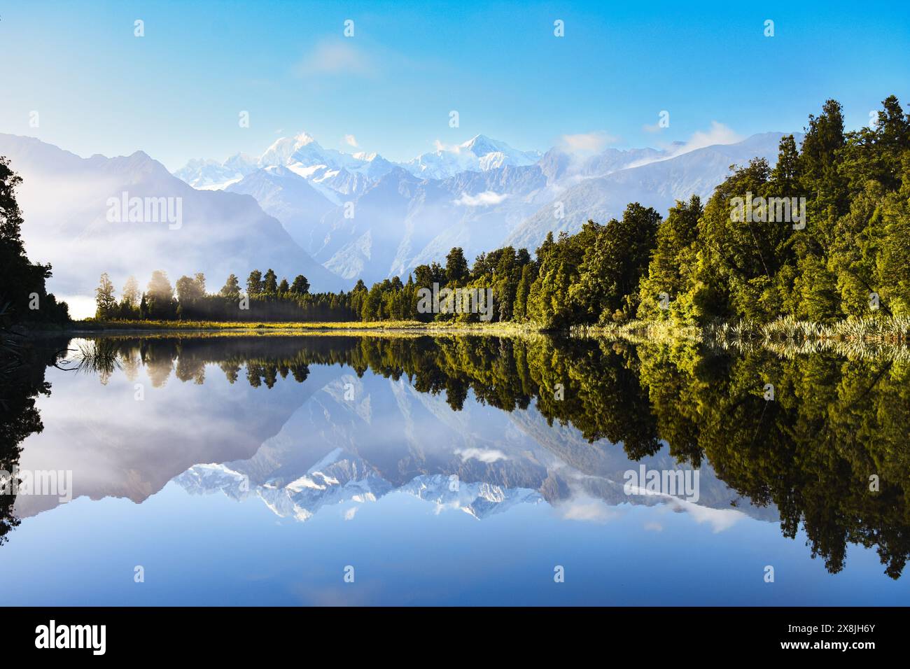 Mirror lake with the reflection of the forest and the mountains (Lake ...