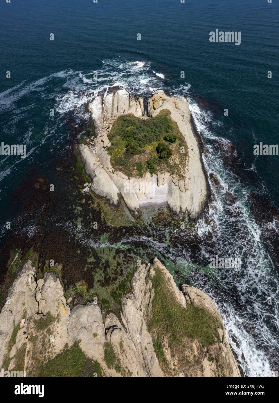 Aerial view of bird island on the Black Sea coast in Arapya, Burgas ...