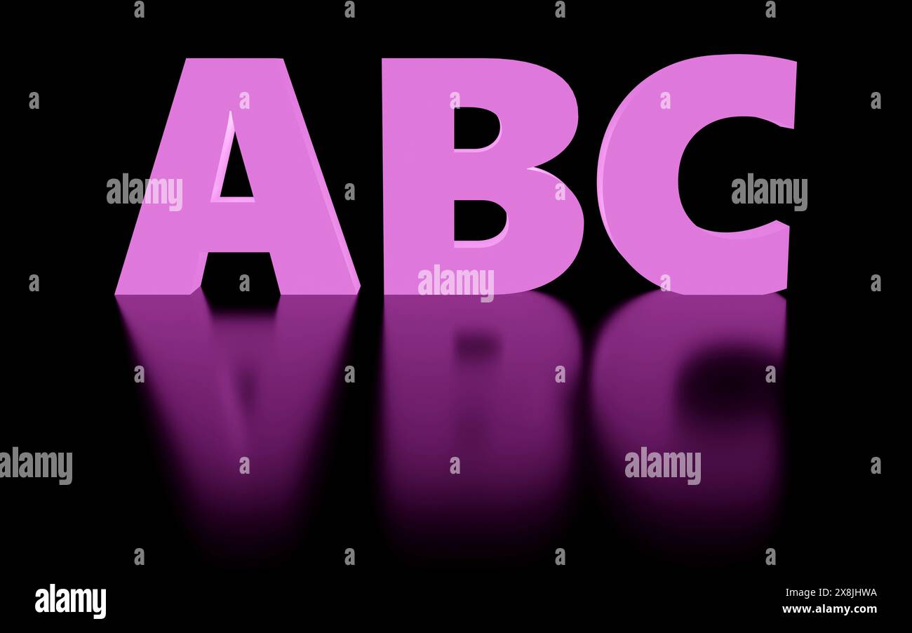 Luxury purple glowing inscription abc on black podium, soft light ...