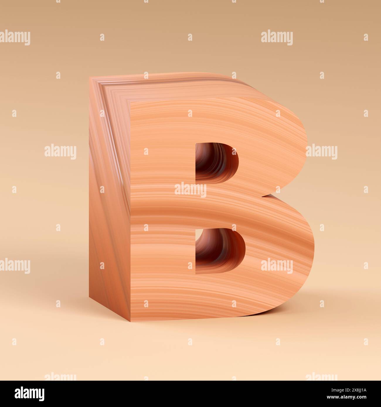 3d alphabet, letters shape made of wood on beige background, 3d render ...