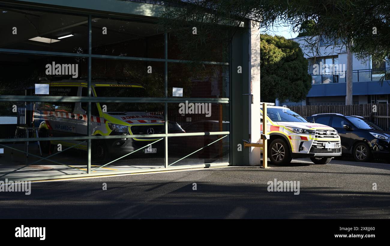 Ambulance Victoria depot or station featuring two paramedic vehicles ...