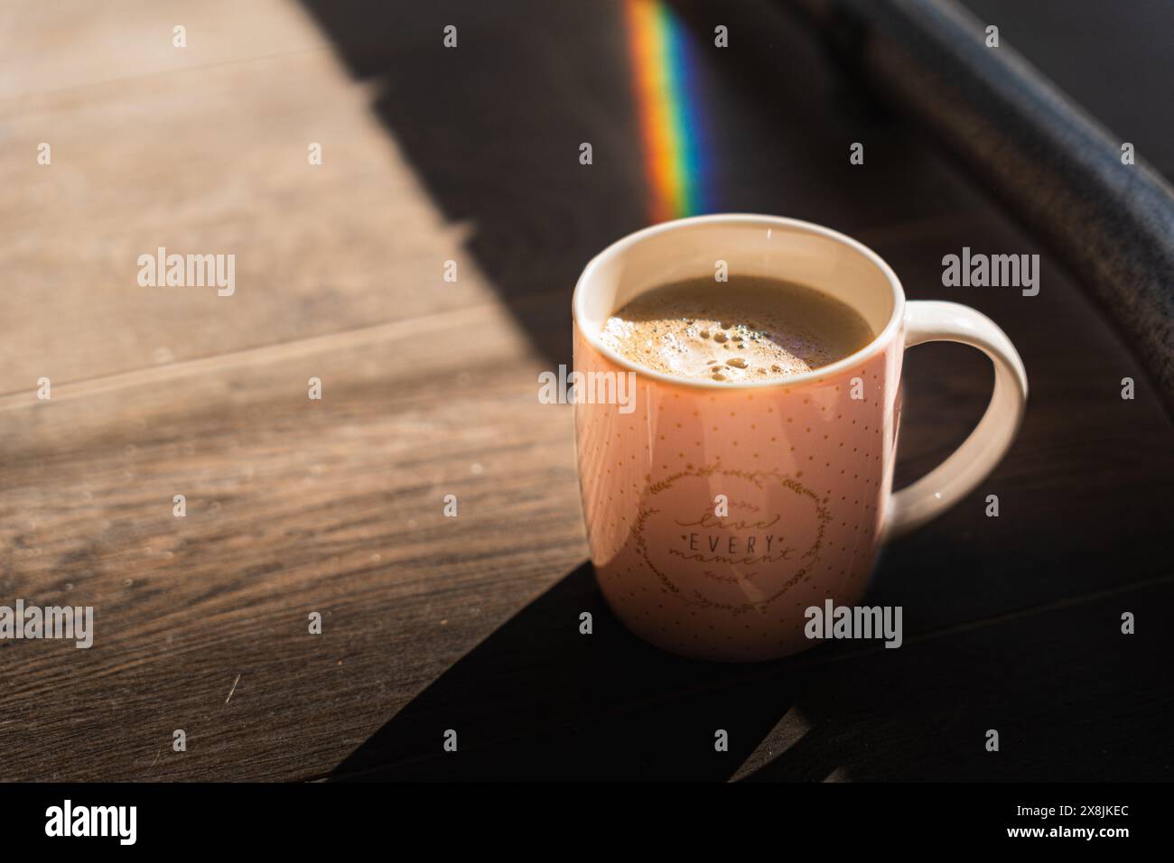 Live every moment. Caption on a mug with the rainbow coming out of it ...