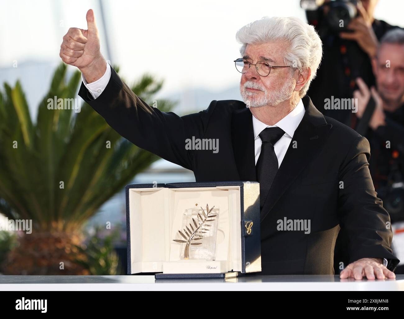 Cannes, France. 25th May, 2024. U.S. director George Lucas poses with ...