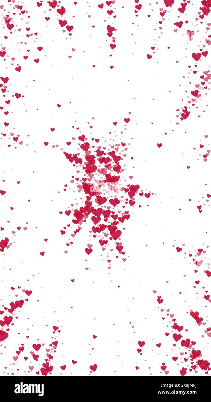 Flying hearts for valentine's day. Red hearts scattered on white ...