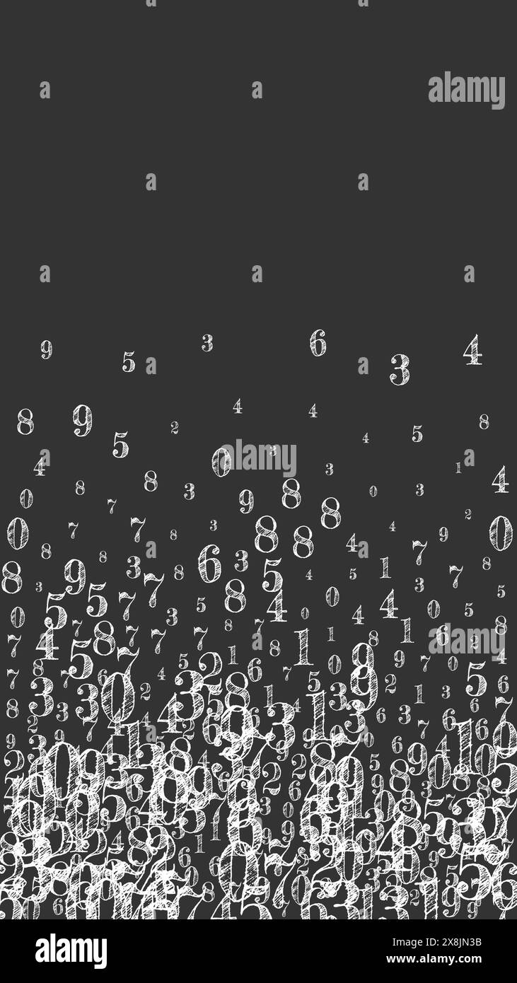 School math notebook cover. White chalk numbers floating in the air ...