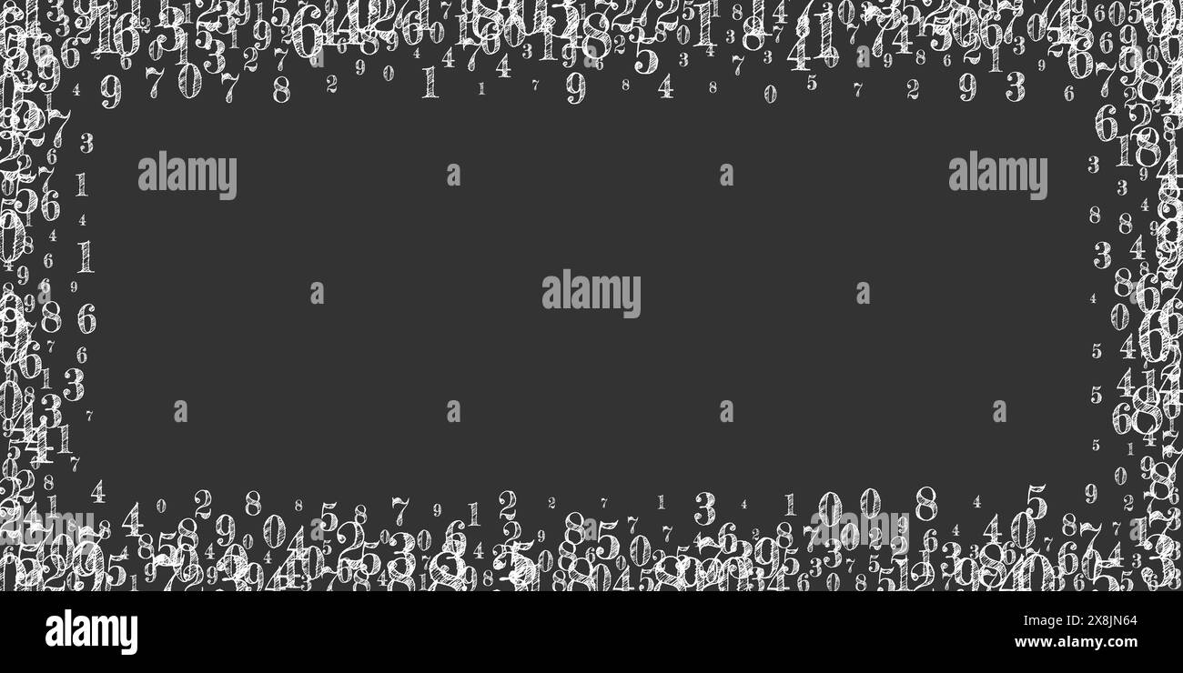 School math notebook cover. White chalk numbers floating in the air ...