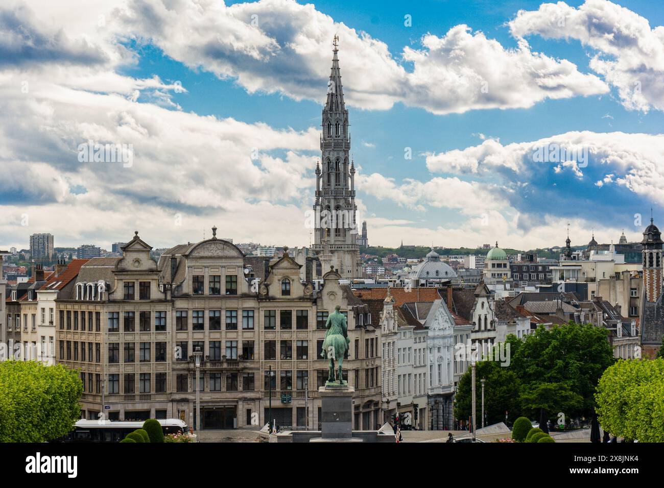 Scenic View of Brussels Skyline with Town Hall Tower Stock Photo - Alamy