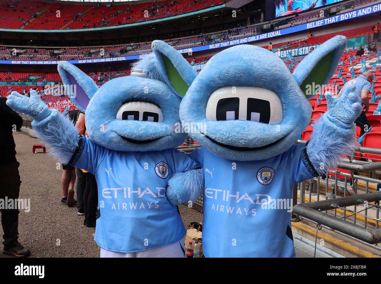 London, UK. 25th May, 2024. LONDON, ENGLAND - Manchester City Mascots ...