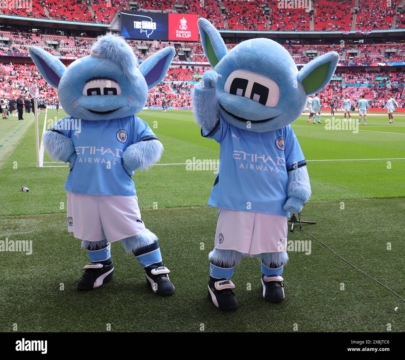 London, UK. 25th May, 2024. LONDON, ENGLAND - Manchester City Mascots ...