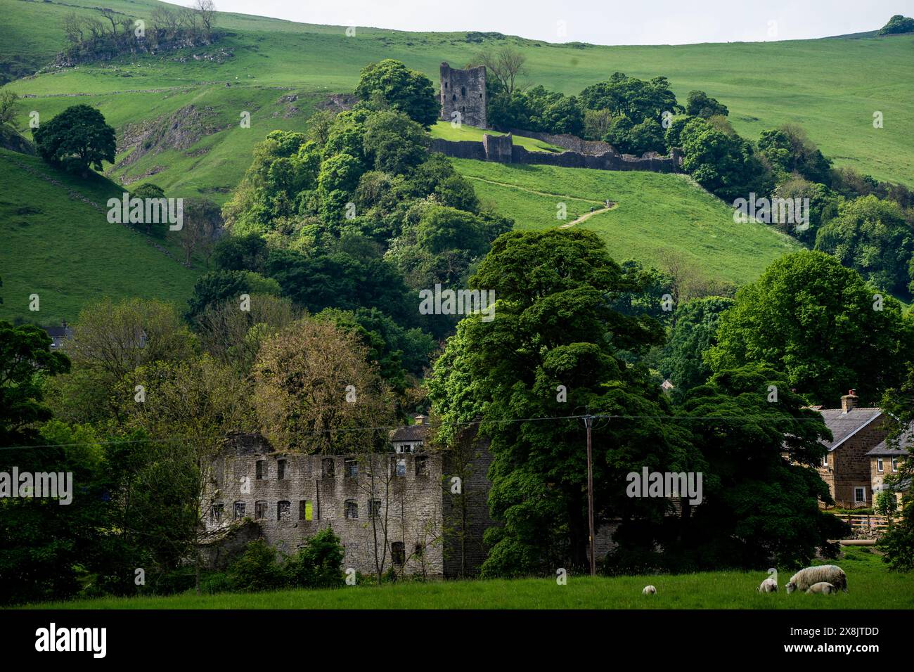 Peveril; Castle, Castleton, Derbyshire. the keep built by Henry II in ...