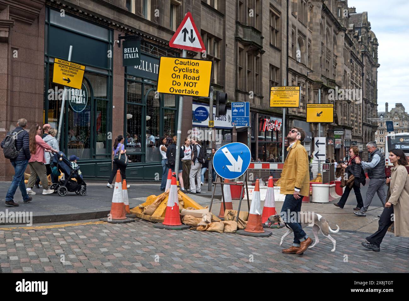 Multiple signs on Edinburgh's North Bridge as work continues on the ...