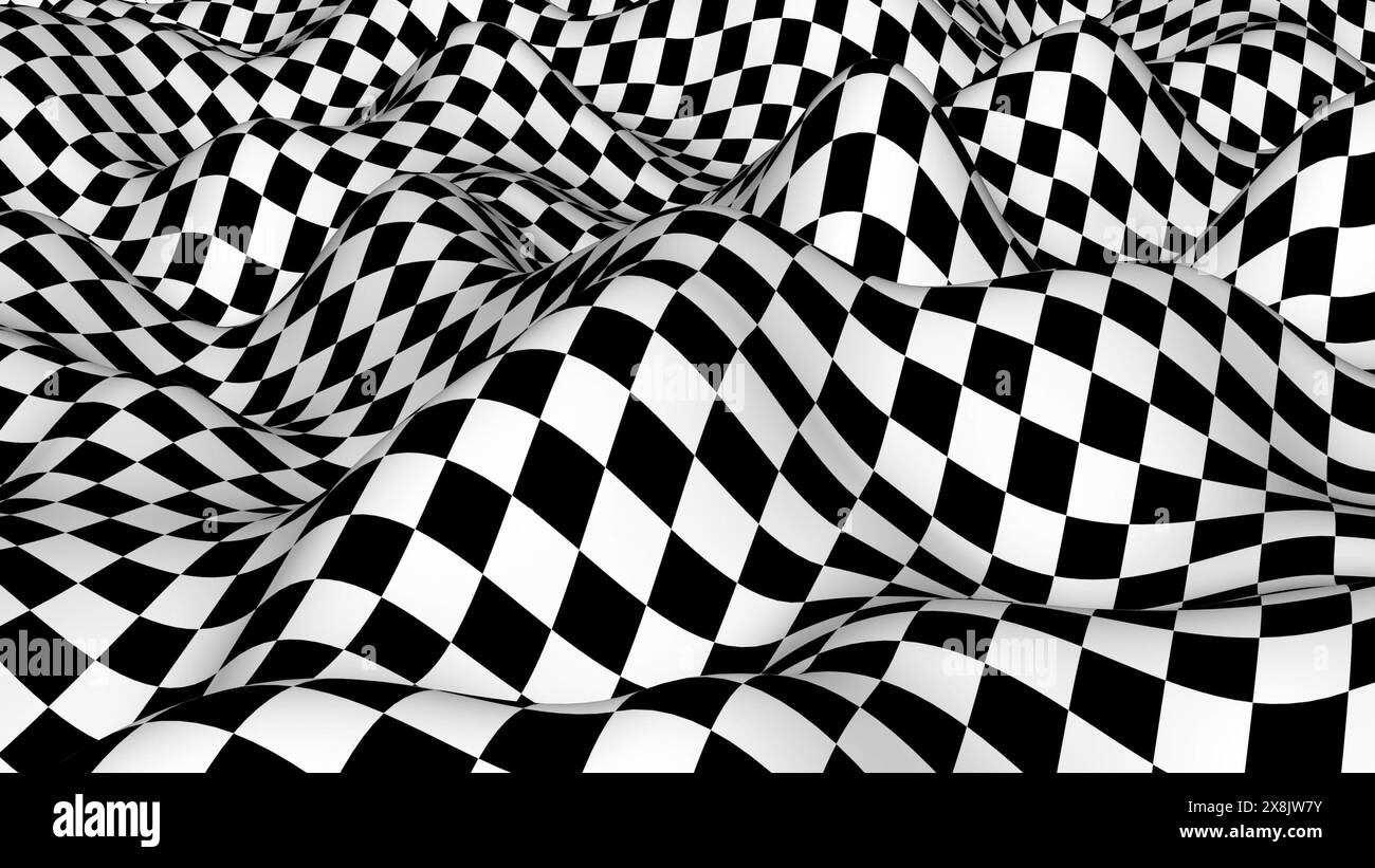 Black and white checkers curved surface chess 3d render Stock Photo - Alamy