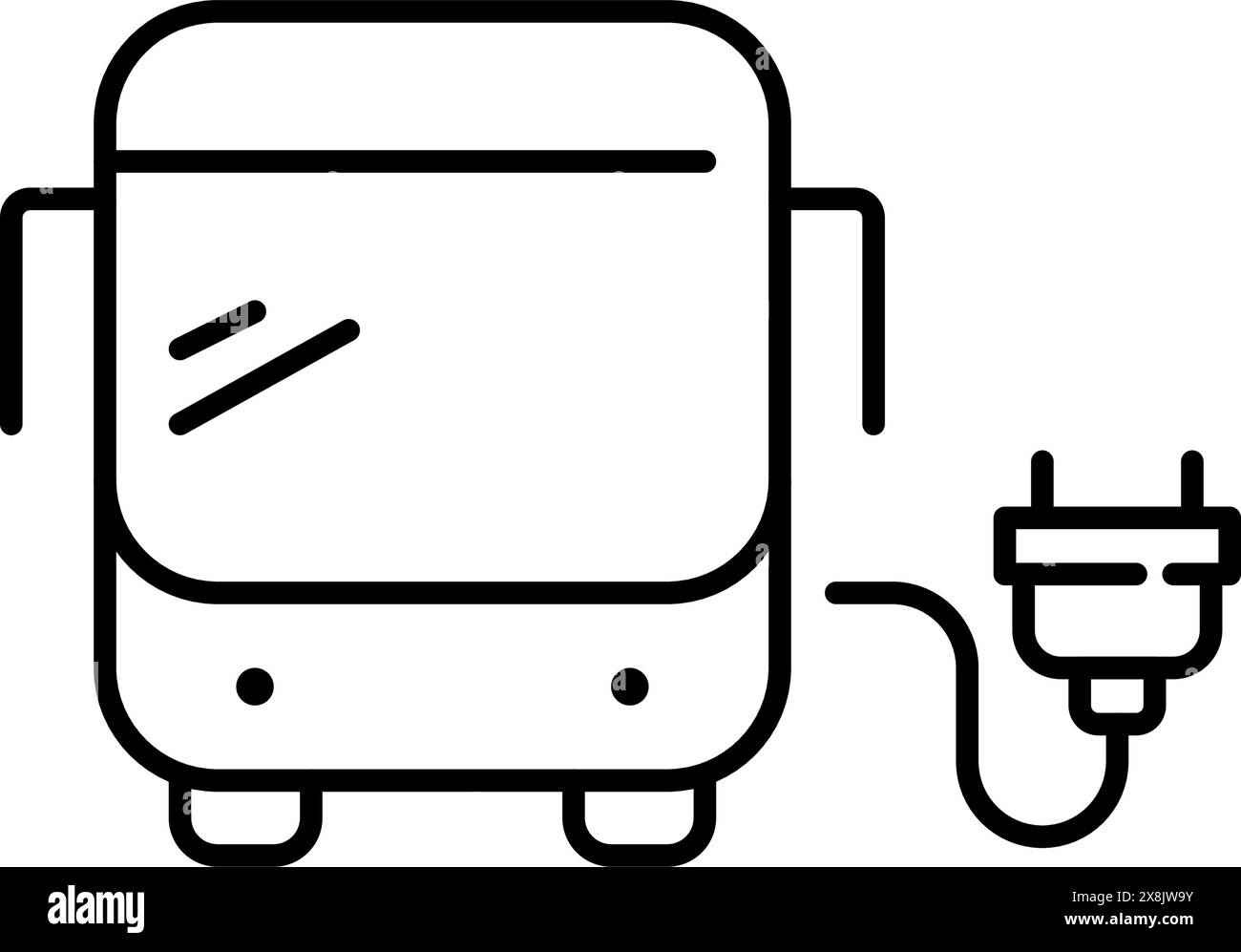 Modern bus and plug. Electric eco-friendly public transportation ...