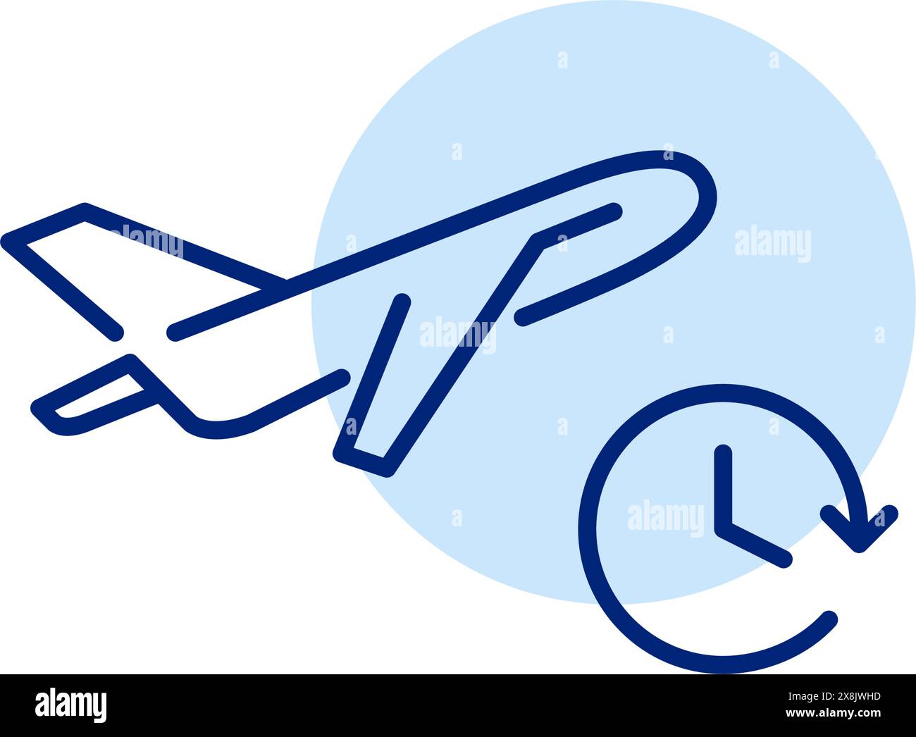 Airplane taking off and clock. Flight schedule, departure time table ...