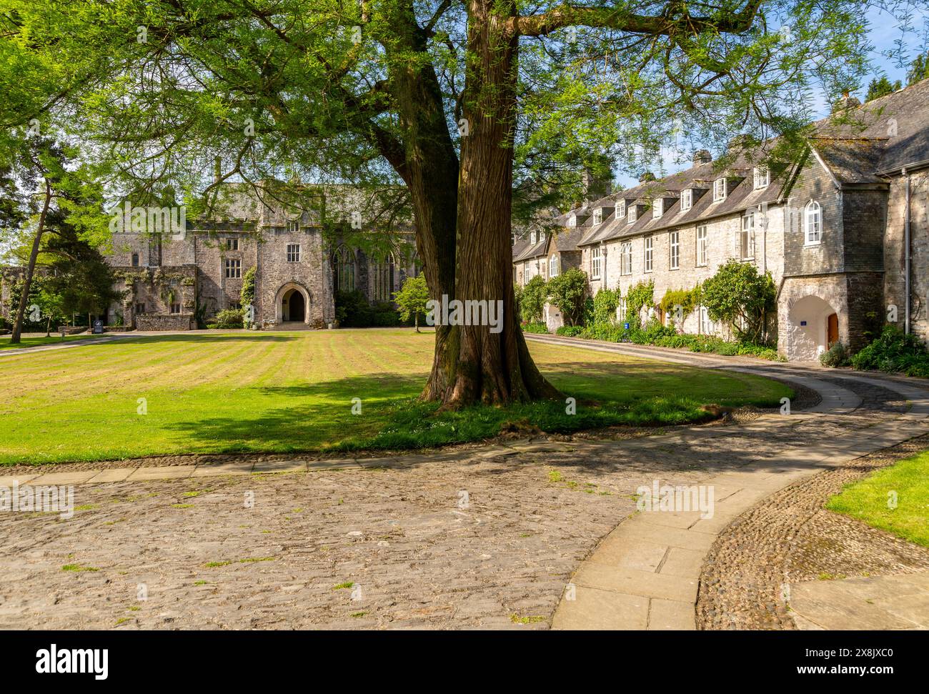 The Great Hall in courtyard of Dartington estate, Darlington, south ...