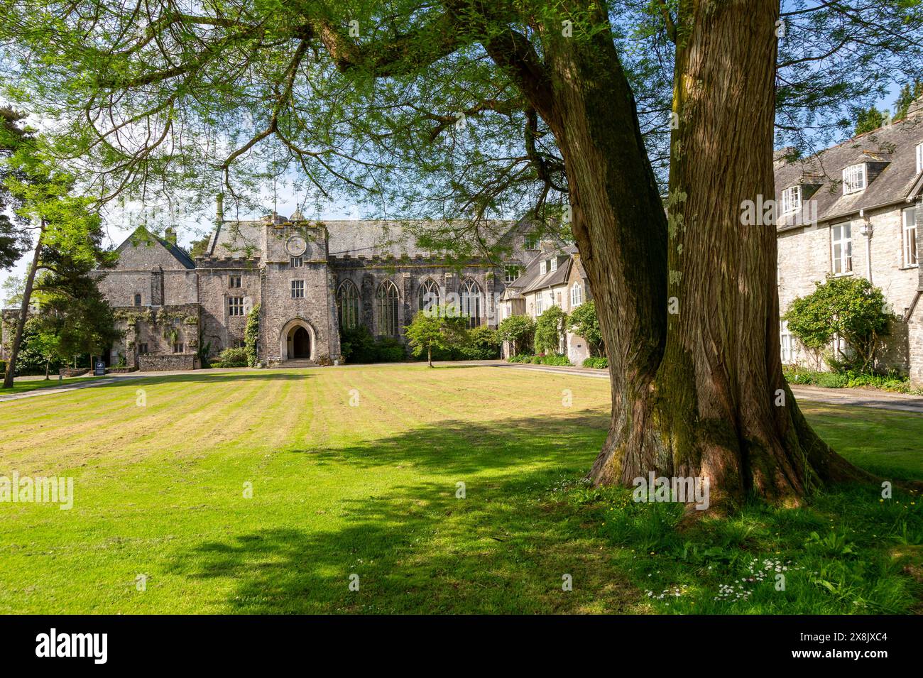 The Great Hall in courtyard of Dartington estate, Darlington, south ...