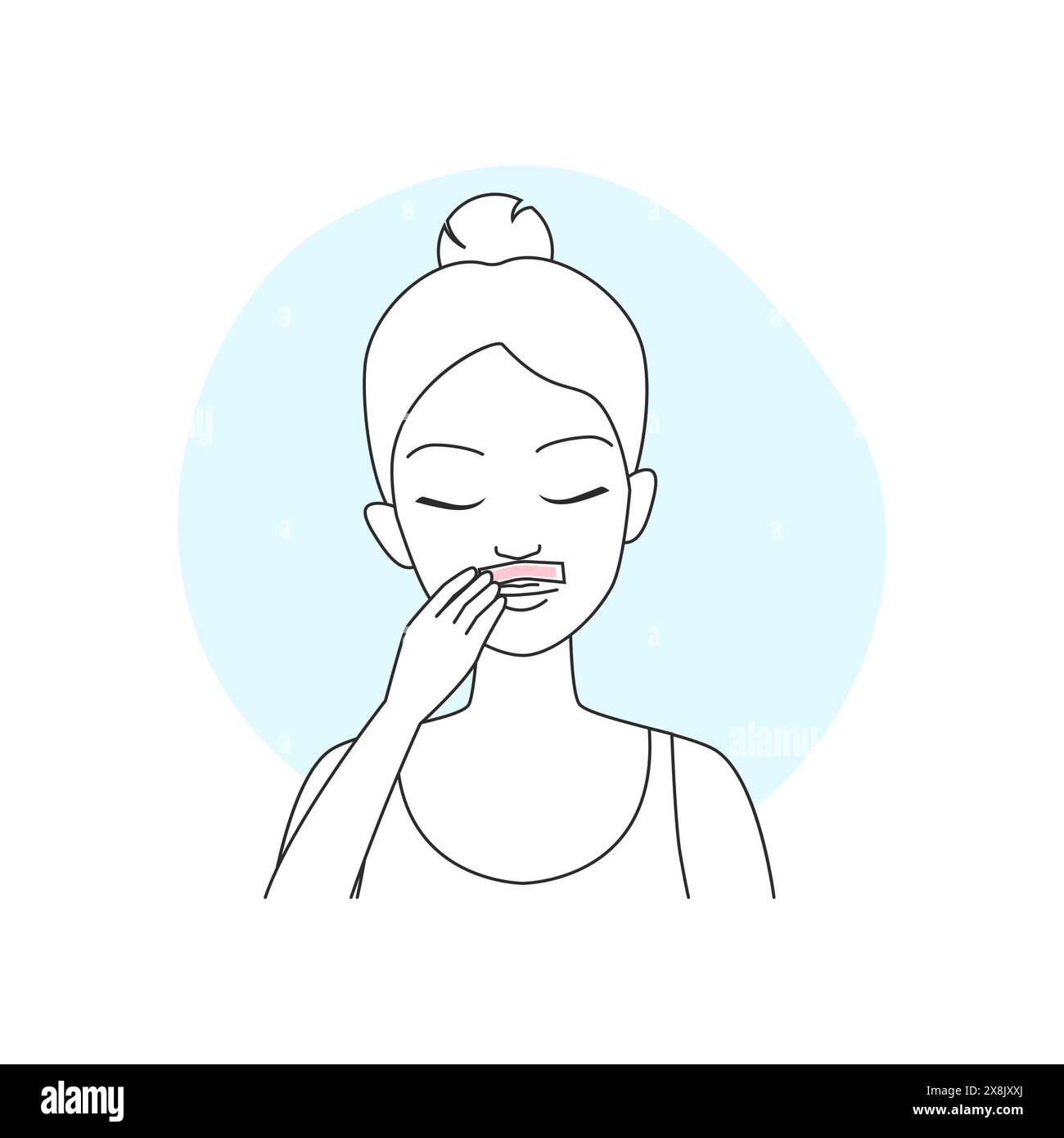 Female smooth skin procedure for face, lip area depilation line icon ...