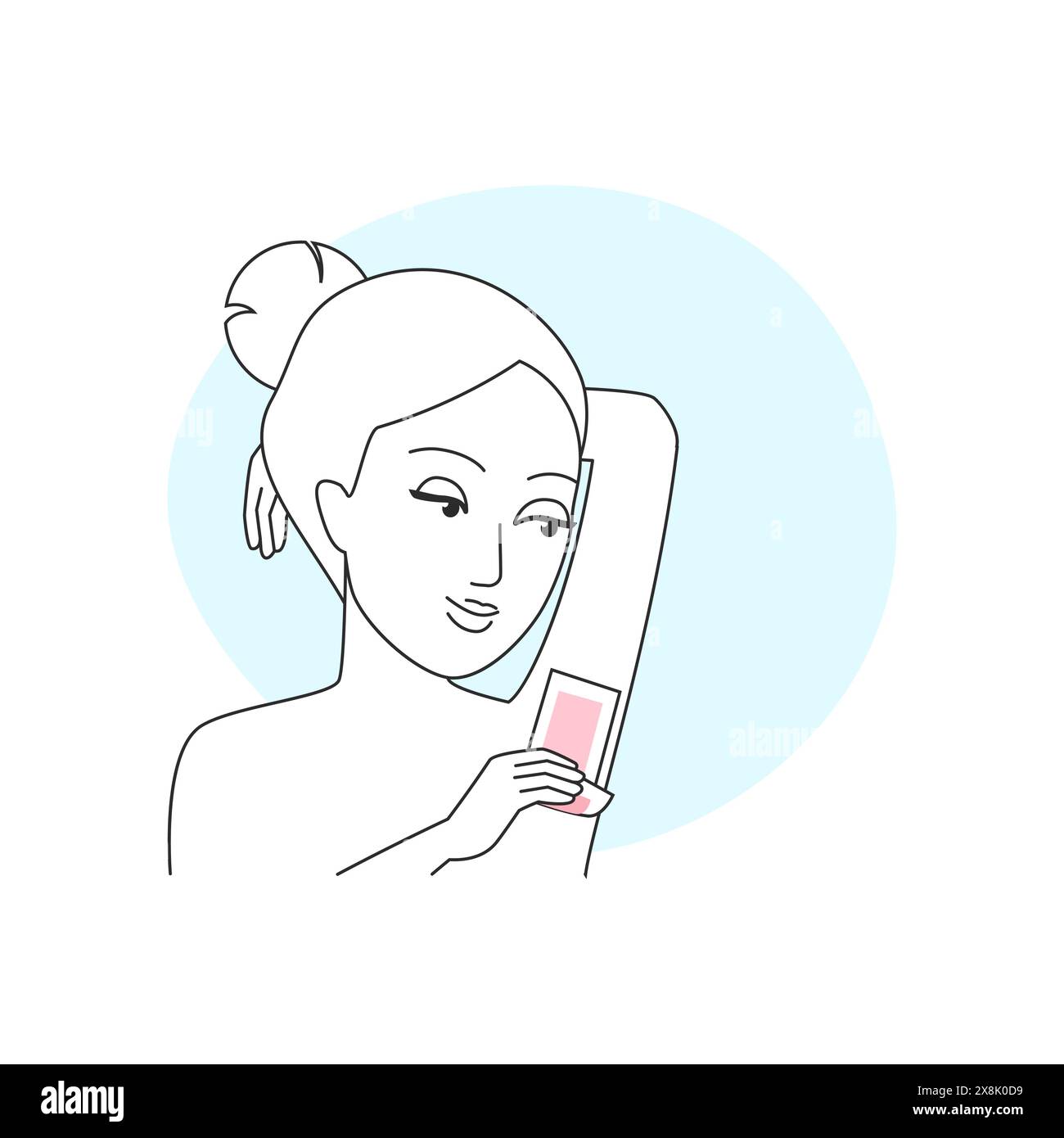 Epilation of armpit area by young girl, skin care procedure line icon ...